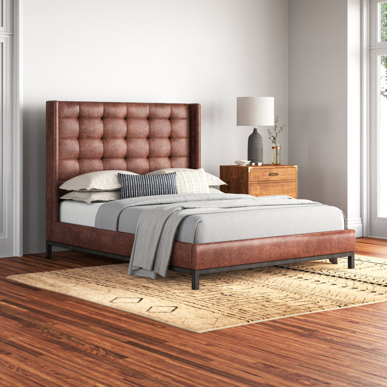 Atira Vegan Leather Metal Wingback Bed Joss Main Size Queen